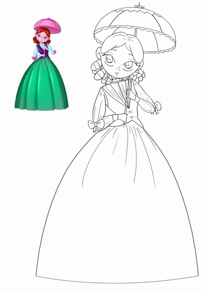 18 Planşe de Colorat Prințese cu Model. Desene de Colorat pentru Copii ...