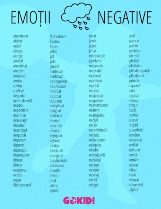 200 Emoții Umane - Liste Utile de Emoții Pozitive și Negative - GOKID!